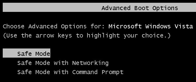 What Key For Safe Mode Vista